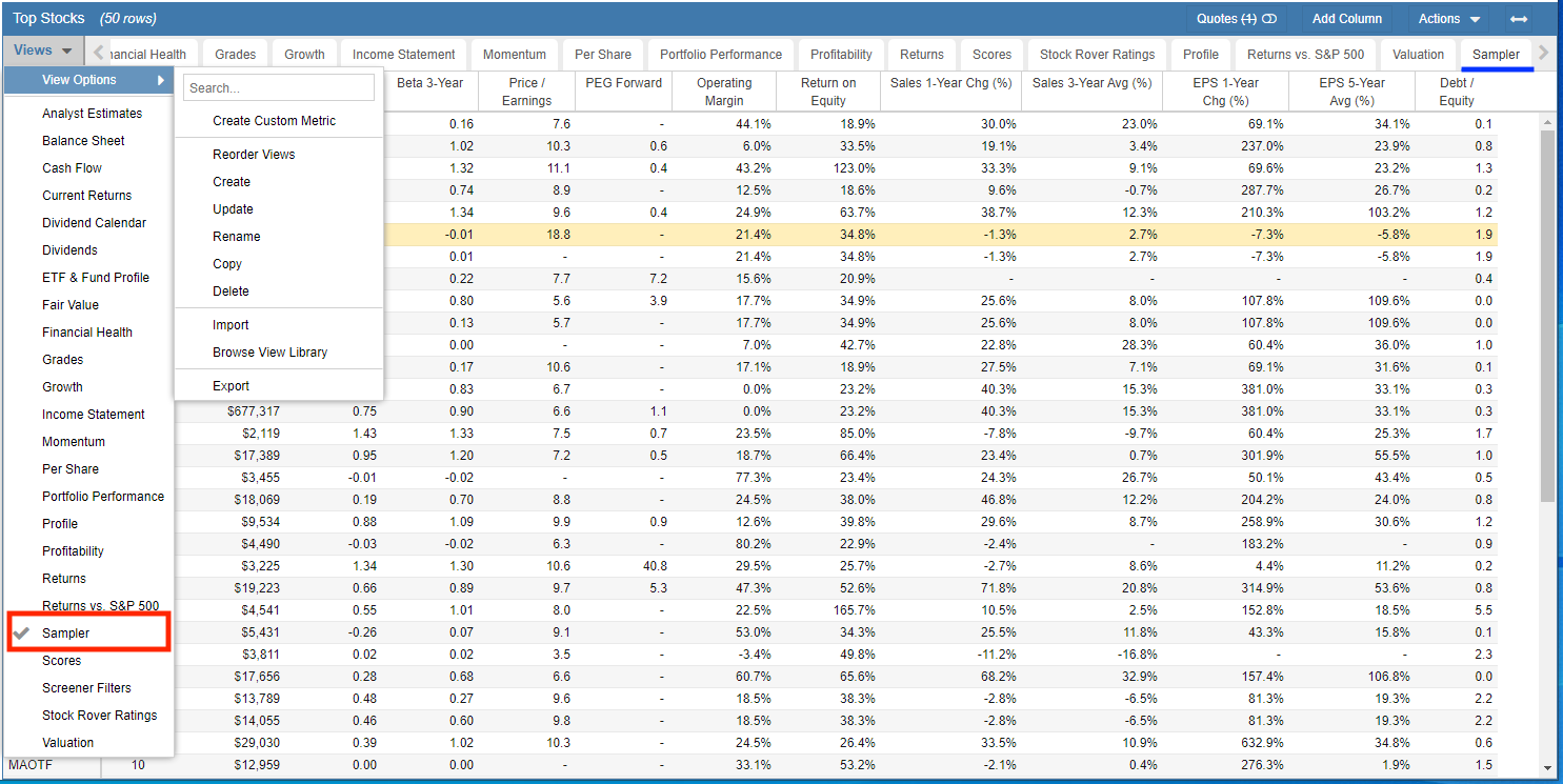 Views - See What You Want to See - Stock Rover